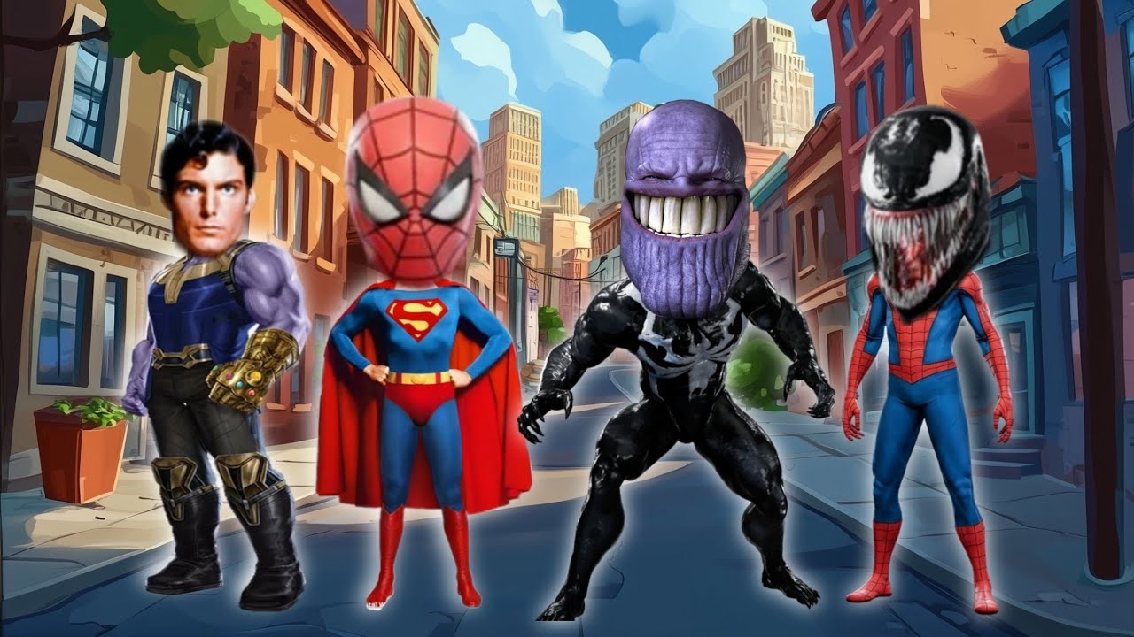 "Superhero Mix-Up in Cartoon City! | Funny Hero Mashup" Thanos Superman ...