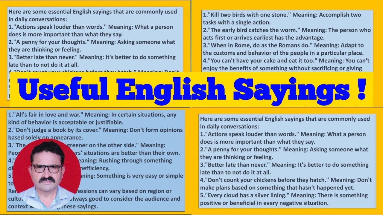Useful English Sayings ! - YouTube