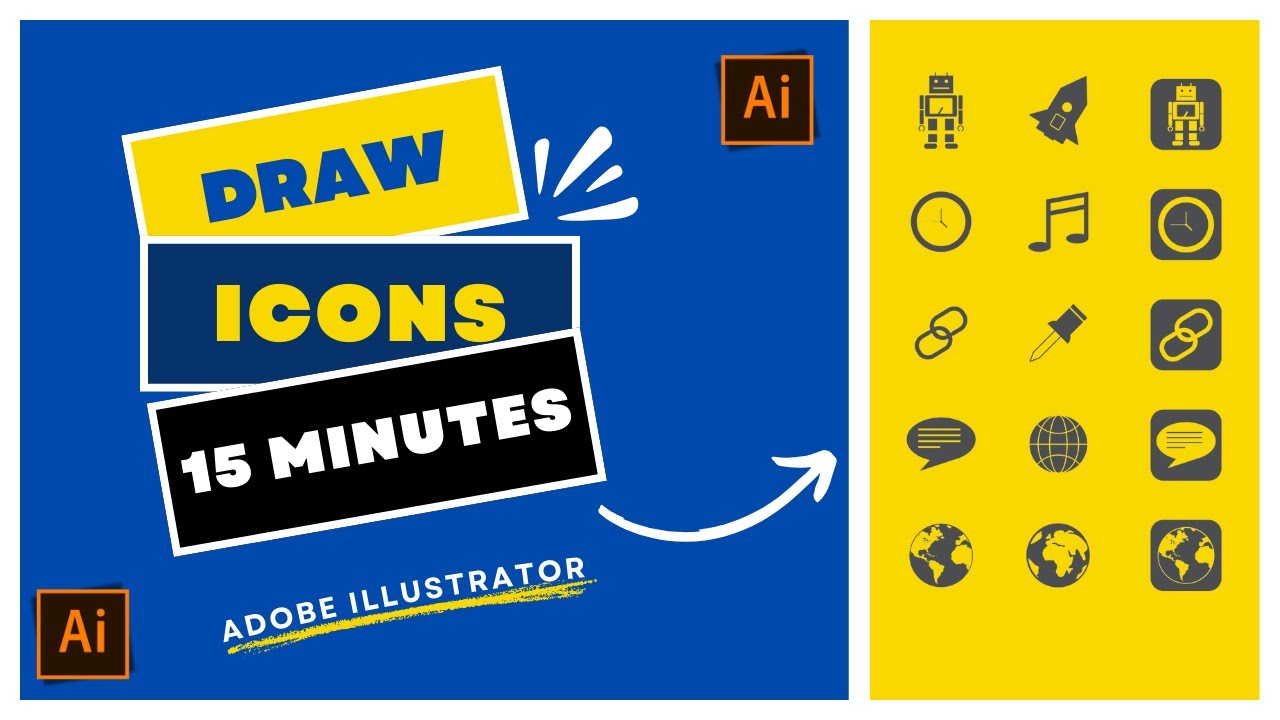 Creating Icons in Illustrator - Draw 30 Icons Within 15 Minutes - YouTube