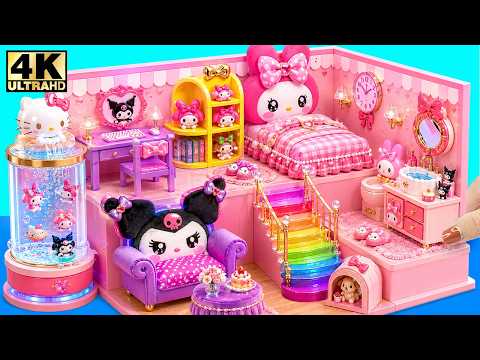 😻🌈Make Hello Kitty House with My Melody Bedroom, Kuromi Sofa & Infinity Pool | DIY Miniature House❤️