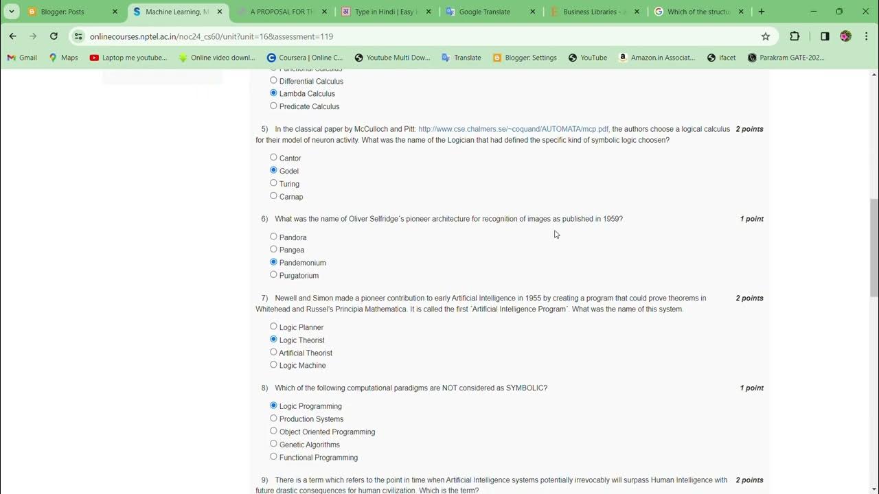 Machine Learning - Week 1 Answers Solution 2024 | NPTEL | SWAYAM - YouTube