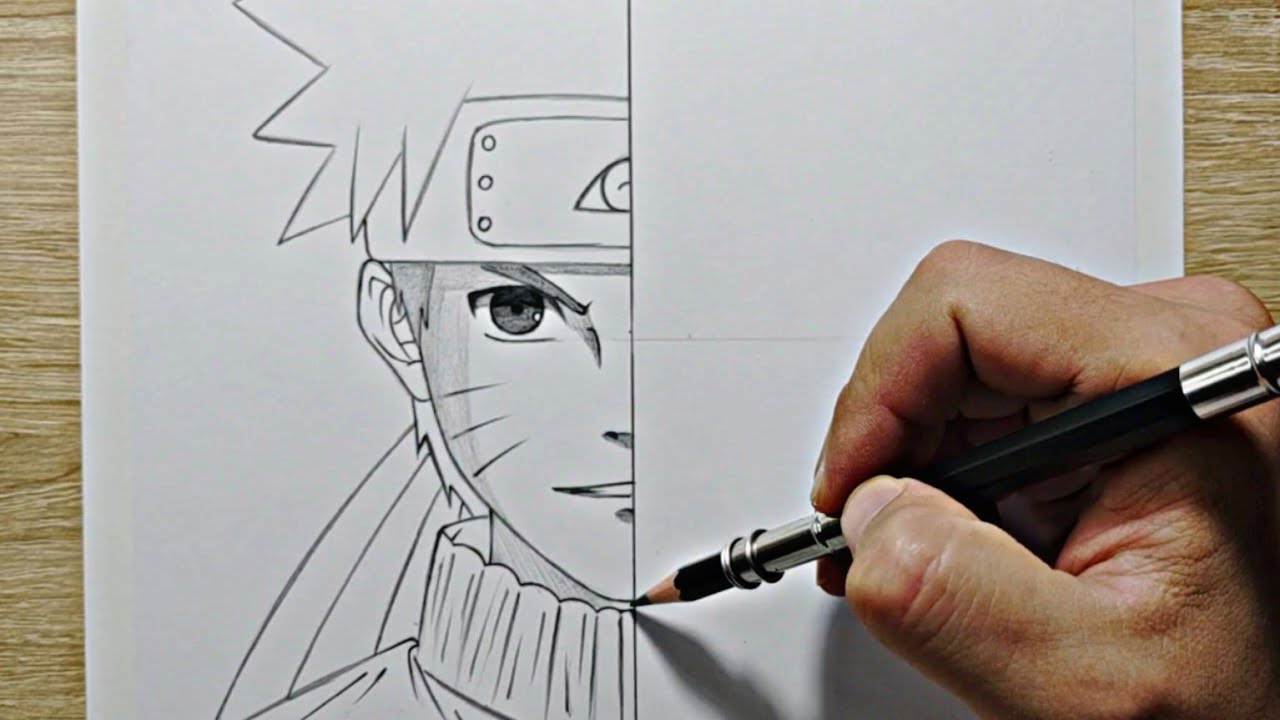Easy to draw | How to draw half face Naruto step-by-step [ part 1 ...