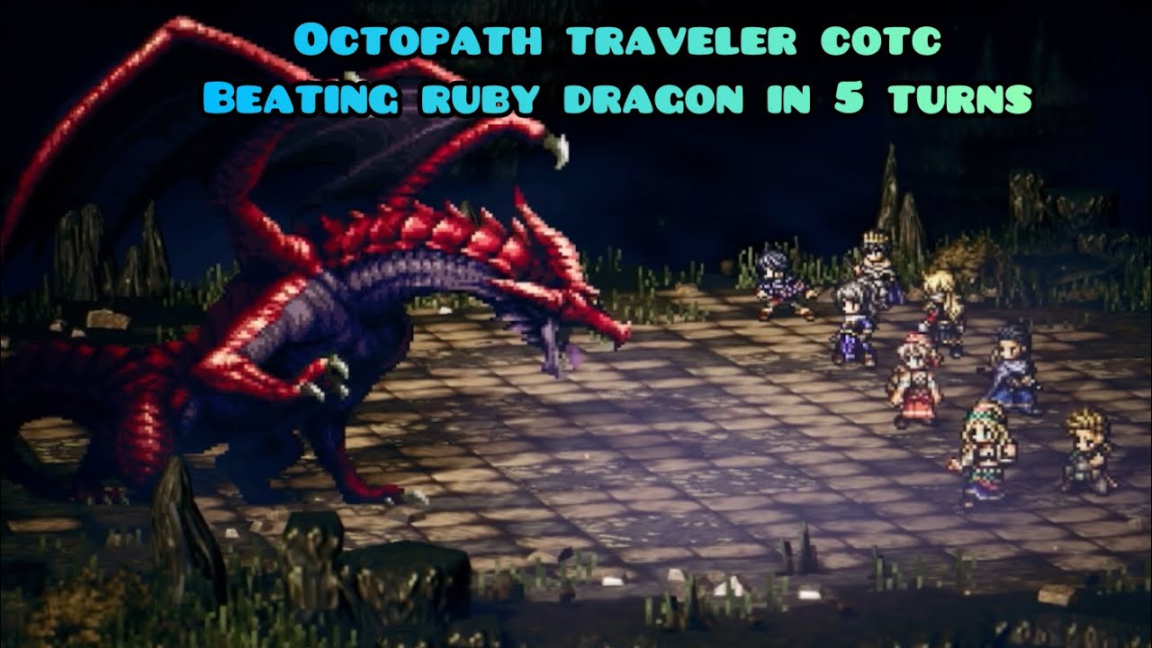 Octopath traveler Champions of the Continent:Beating ruby shadow dragon 5 turns with help of ...