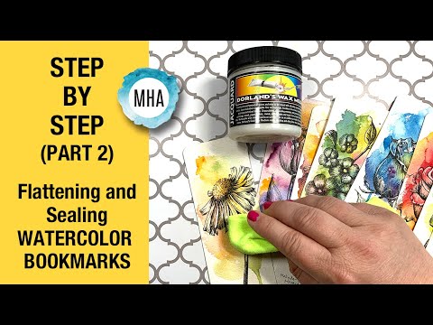 PART 2 of the STEP BY STEP tutorial for FLATTENING & SEALING these EASY WATERCOLOR BOOKMARKS!