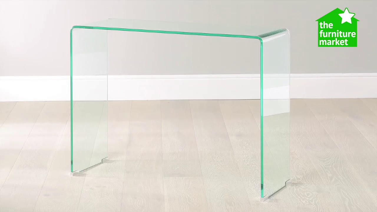 Geo-Glass Small Clear Glass Console Table - YouTube