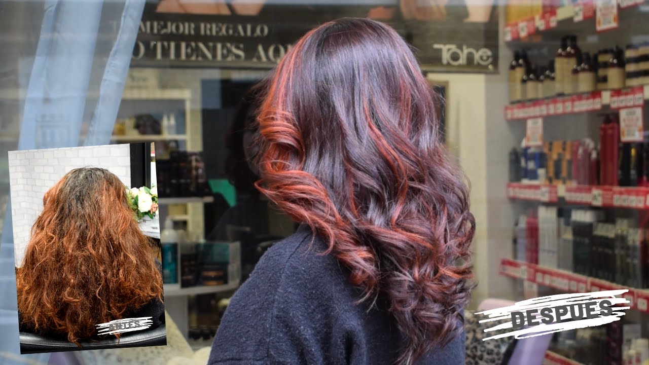 COLOR RUBIO DORADO CAOBA CON MECHAS (REFLEJOS) COBRIZAS /PASO A PASO ...