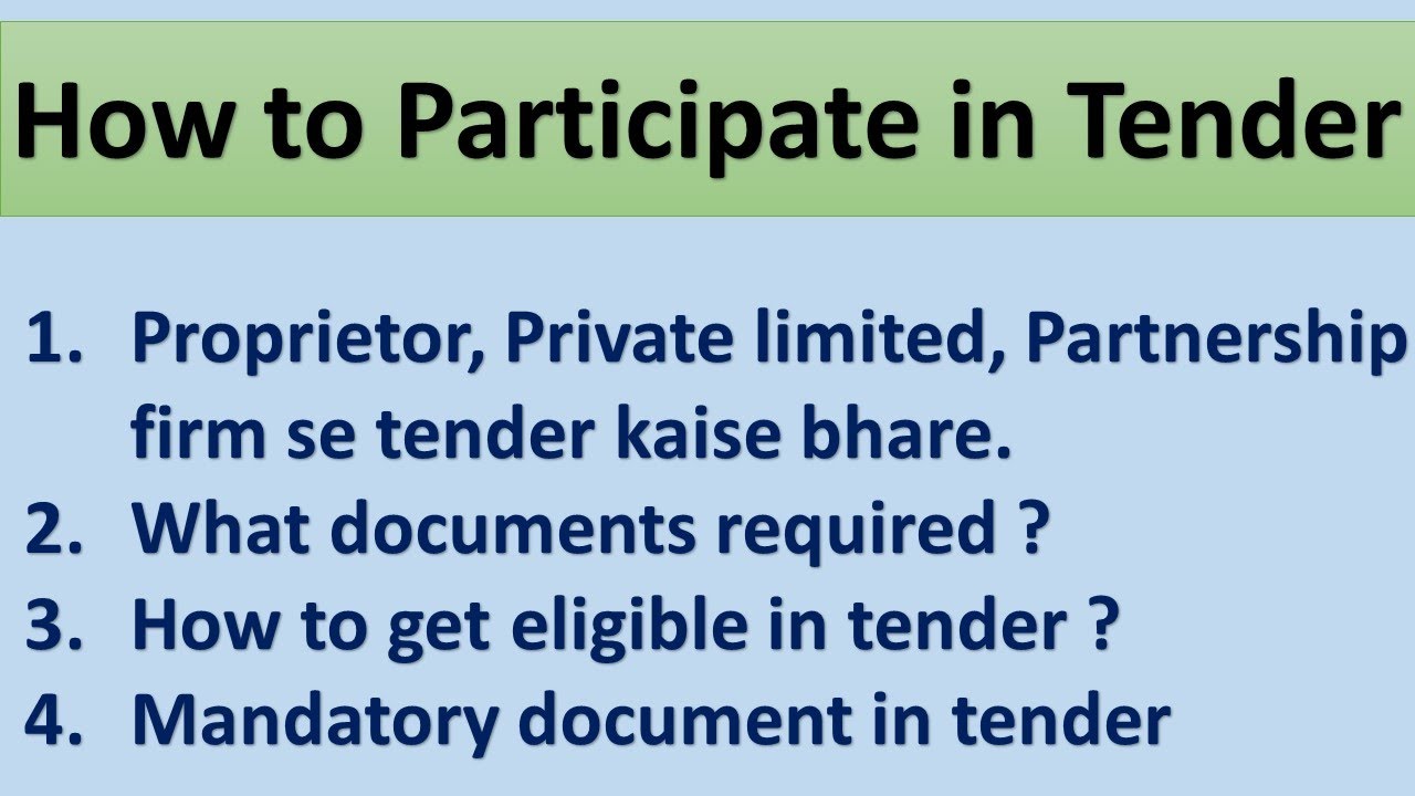 How to particiate in government tender | how to fill tender, How to get ...