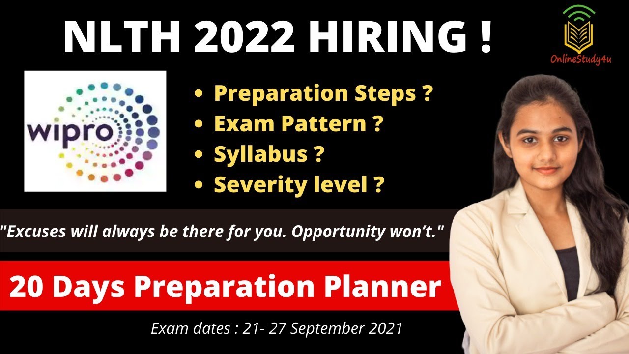 Wipro NLTH 20 days Preparation Strategy | Exam Pattern , important ...