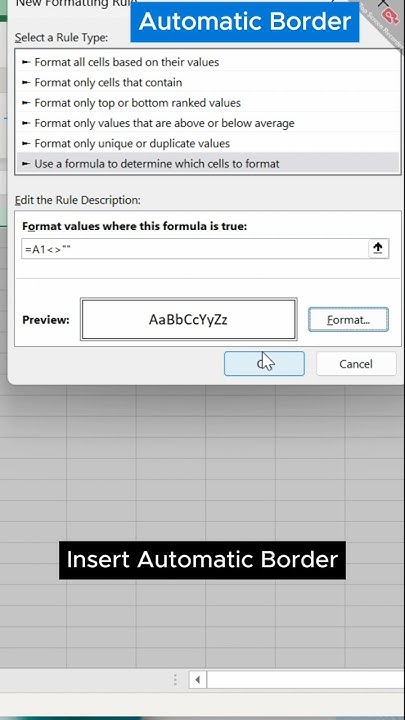 Automatic Border in Excel #viralvideo #excel #exceltips #exceltricks #auto #exceltutorial - YouTube