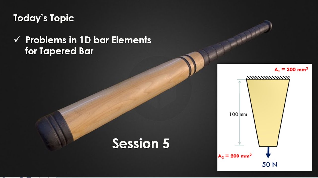 FEA_U2S5_Problem in 1D Tapered bar element - YouTube