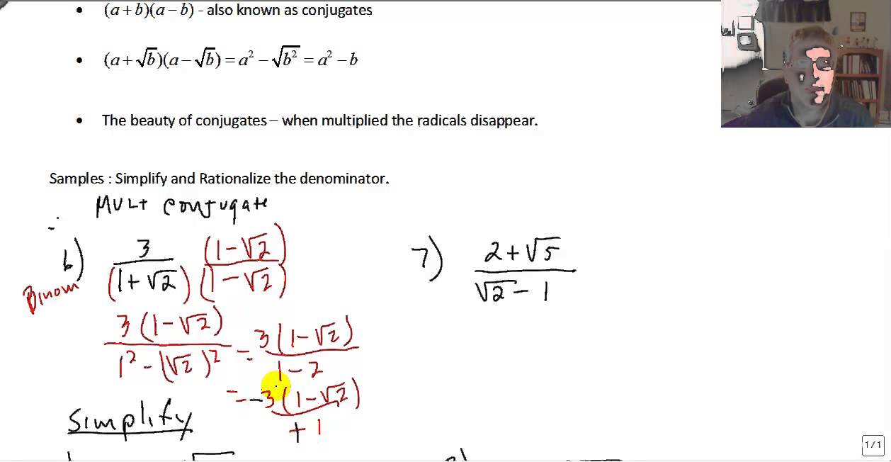 Rationalize Denominators using conjugates - YouTube