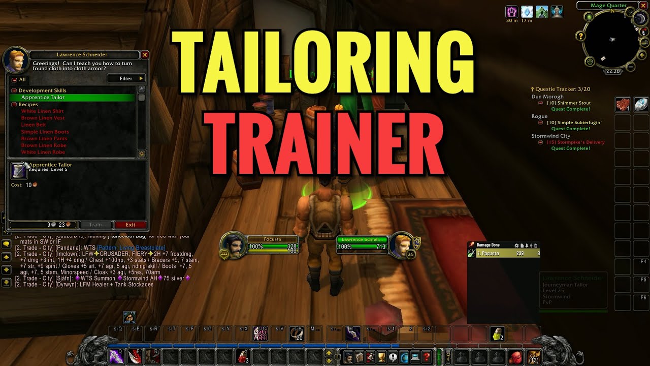 Stormwind Tailoring Trainer Location (WoW Classic) - YouTube