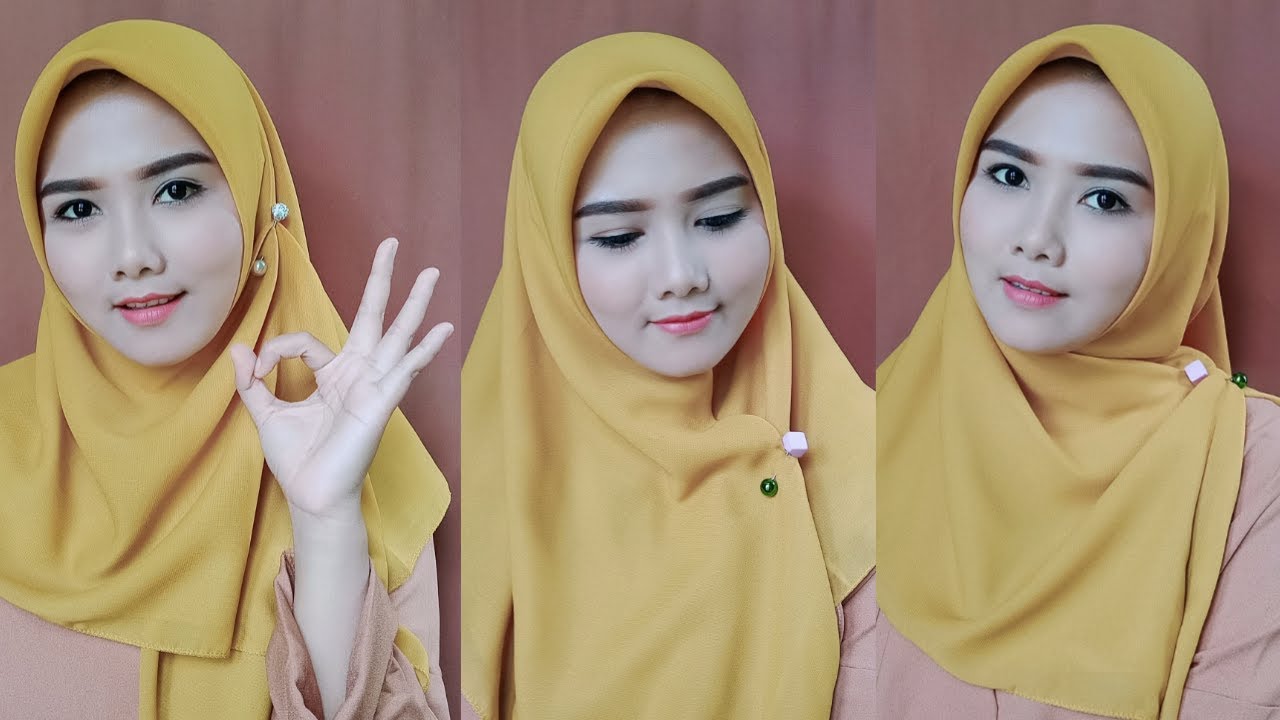 TUTORIAL HIJAB SEGI EMPAT MEMAKAI TUSPIN || SEGI EMPAT SIMPLE || Fara ...