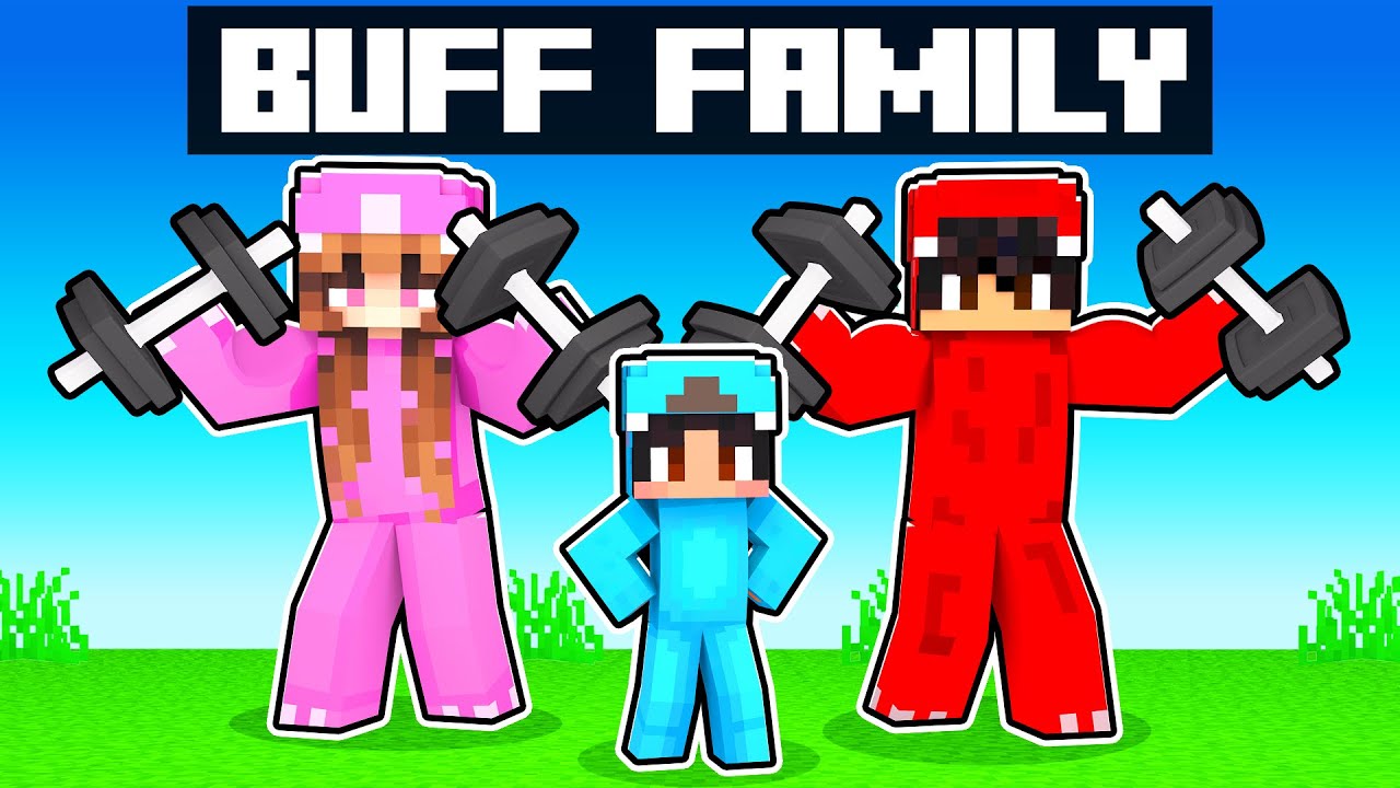 Adopted by a BUFF FAMILY In Minecraft! - YouTube