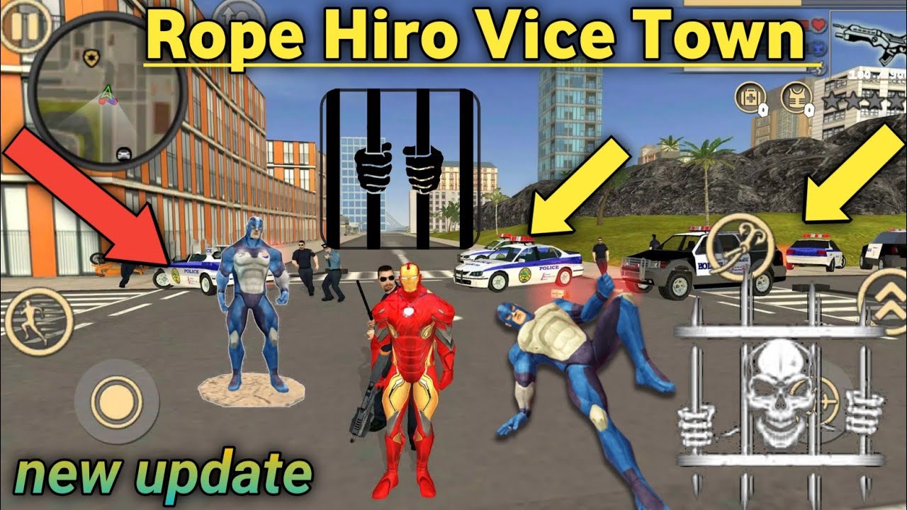 Rope Hero Vice Town Jail | Police Station 🤣 IN ROPE HERO | ROPE HERO ...