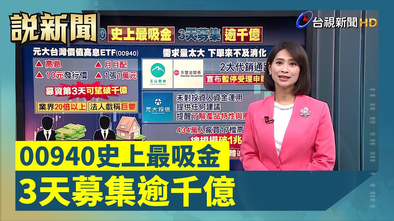 00940史上最吸金 3天募集逾千億【說新聞追真相】 - YouTube