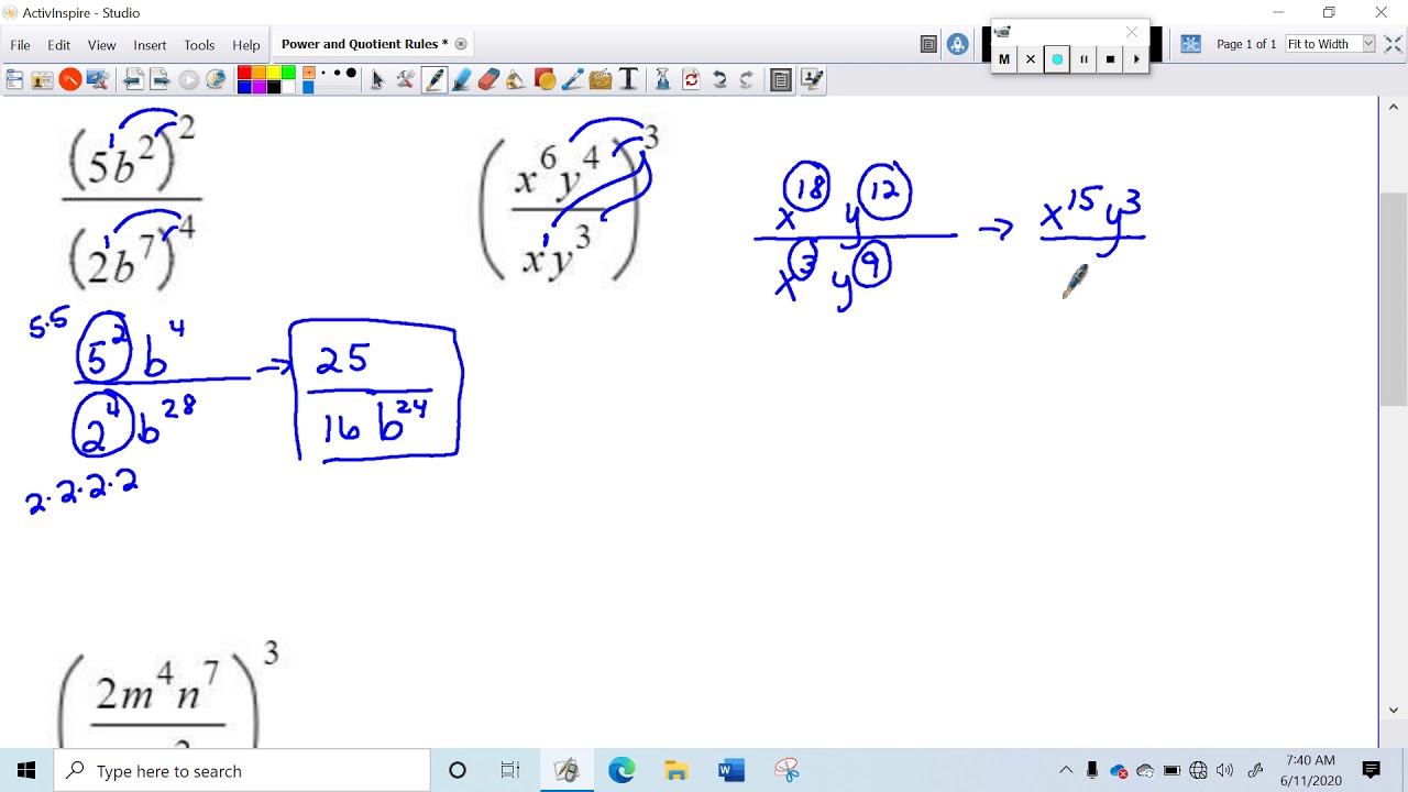 Power and Quotient Rules with Positive Exponents - YouTube