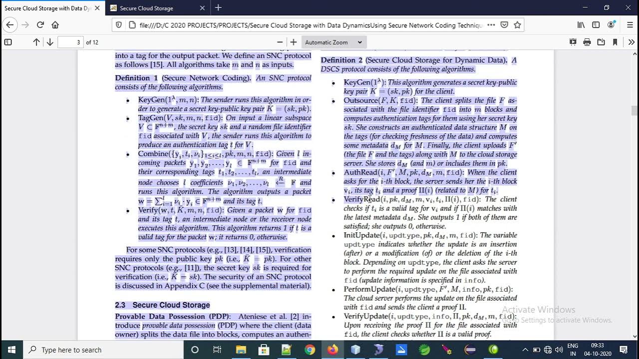 Secure Cloud Storage with Data Dynamics Using Secure Network Coding Techniques 2020 IEEE JAVA ...