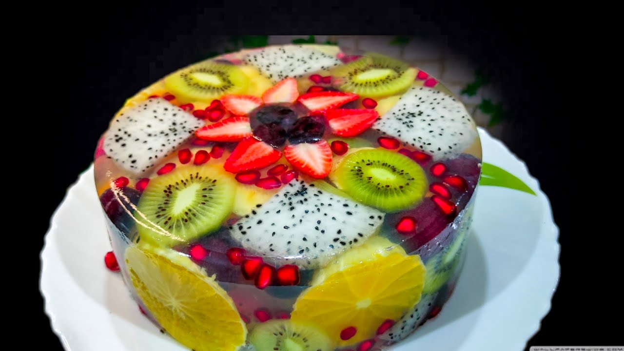 Glass Cake | Jelly Fruit Cake | Jelly Fruit Cake with Agar Agar | Fruit ...