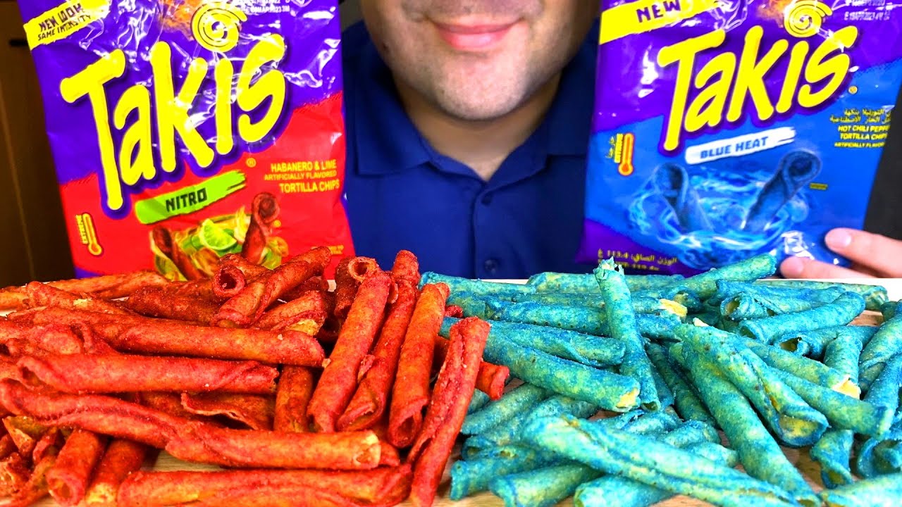 TAKIS EXTREME SPICY BLUE FUEGO & RED CHIPS SPICIEST ASMR MUKBANG ...