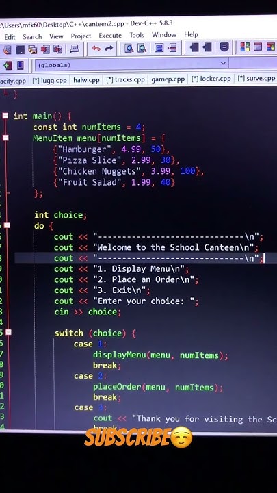 School Canteen Ide Dev C Cppprogramming Youtube