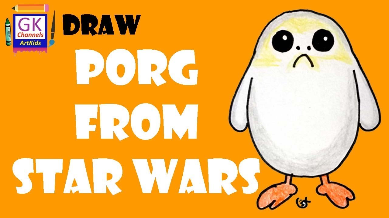 How to draw Porg from Star Wars ? - YouTube