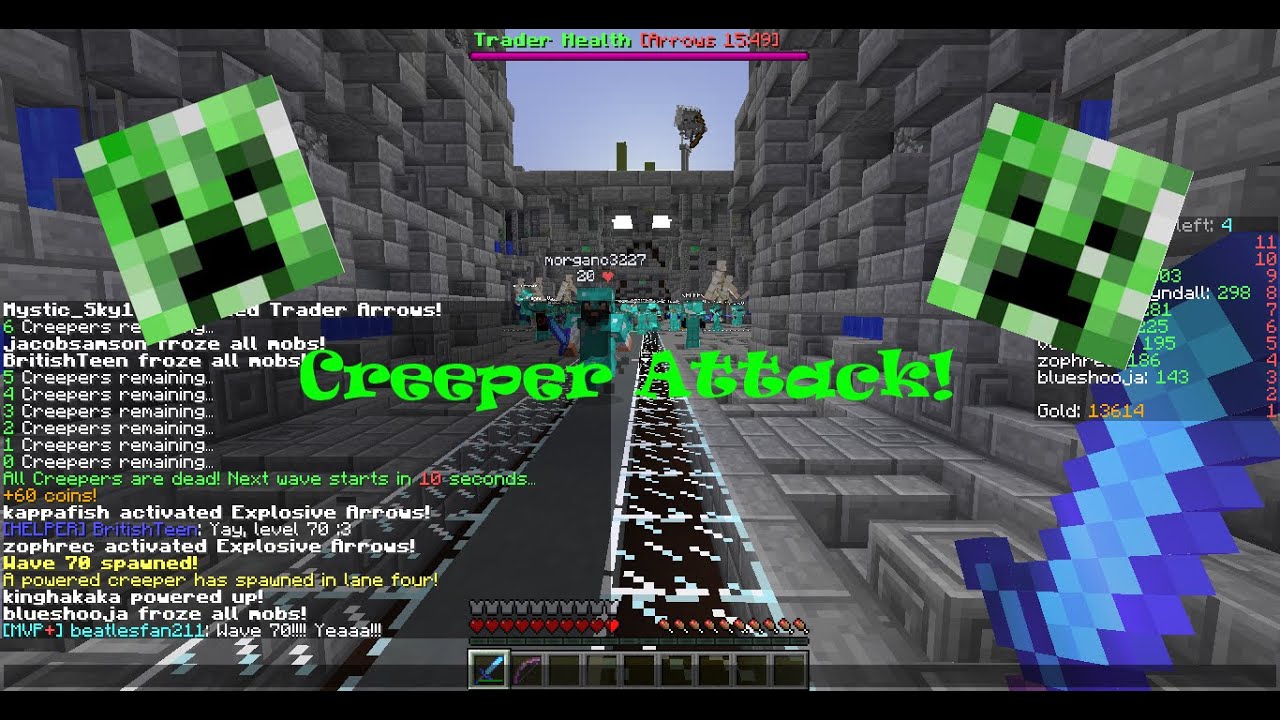 World Record! Hypixel Creeper Attack! Wave 79! - YouTube