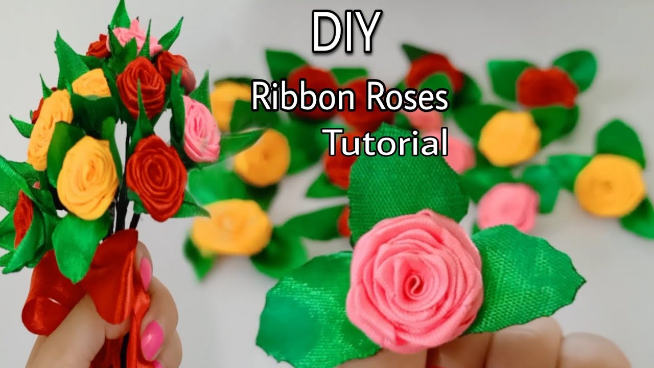 How to make satin ribbon Roses| DIY satin ribbon roses tutorial| Ribbon ...