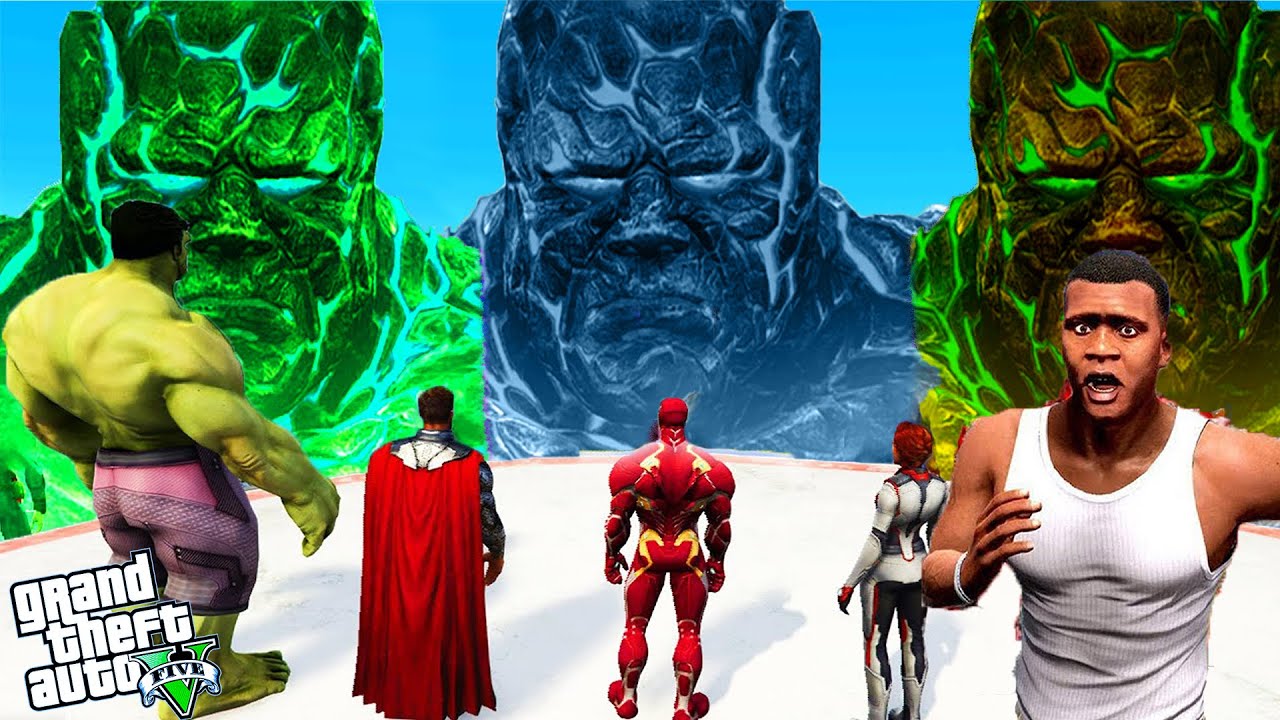 FRANKLIN TRYING TO SAVE HIS MONSTERS FRIENDS FROM GOD ICE TITAN IN GTA ...