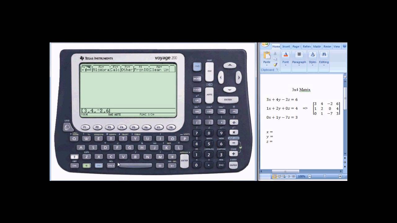 Using rref on the Voyage 200 - YouTube