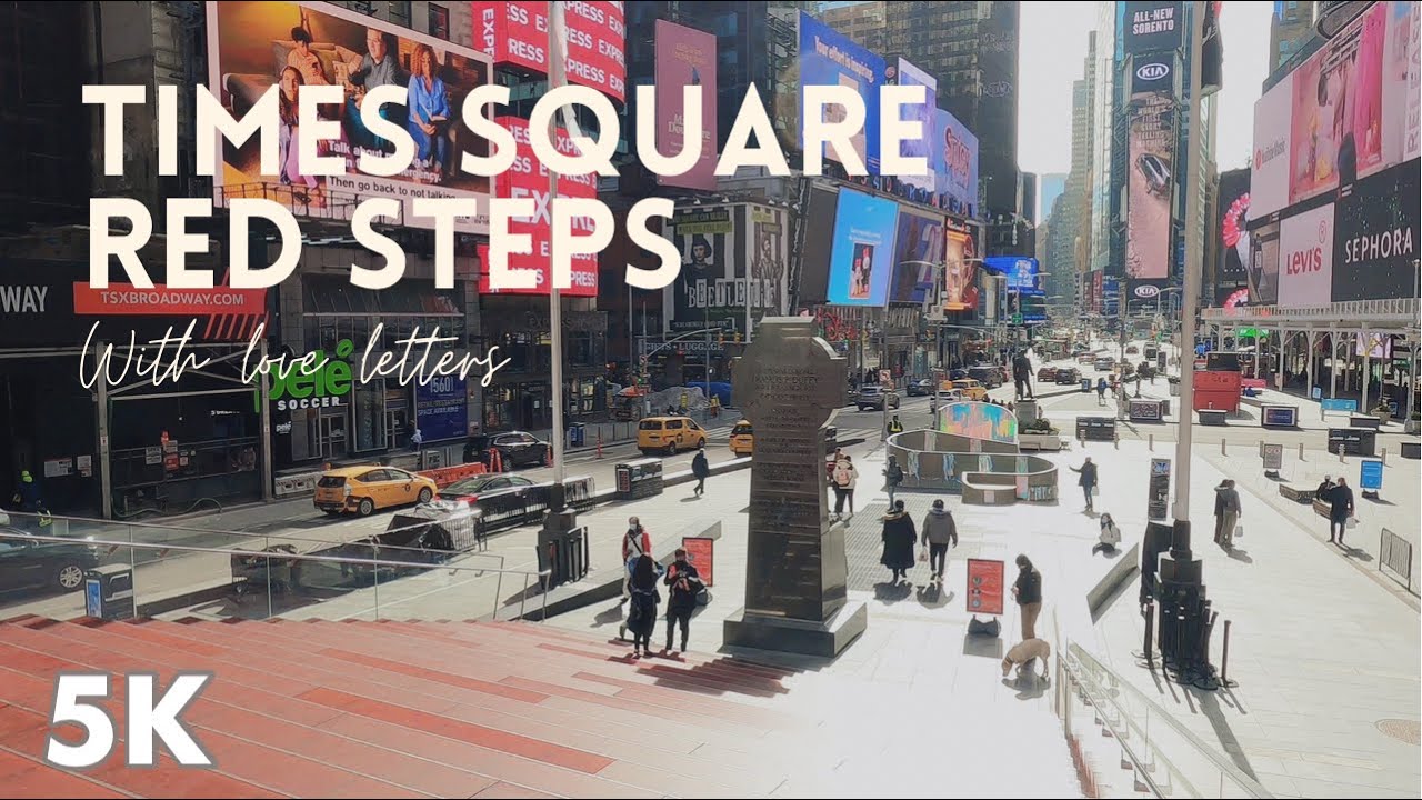 The view from Times Square Red Steps NYC, 5K Ultra HD - YouTube