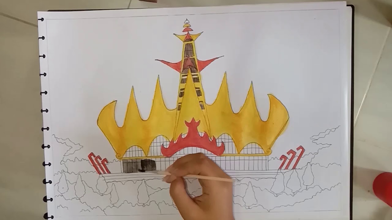 Sketsa Menara Siger Lampung-UAS Gambar Arsitektur - YouTube