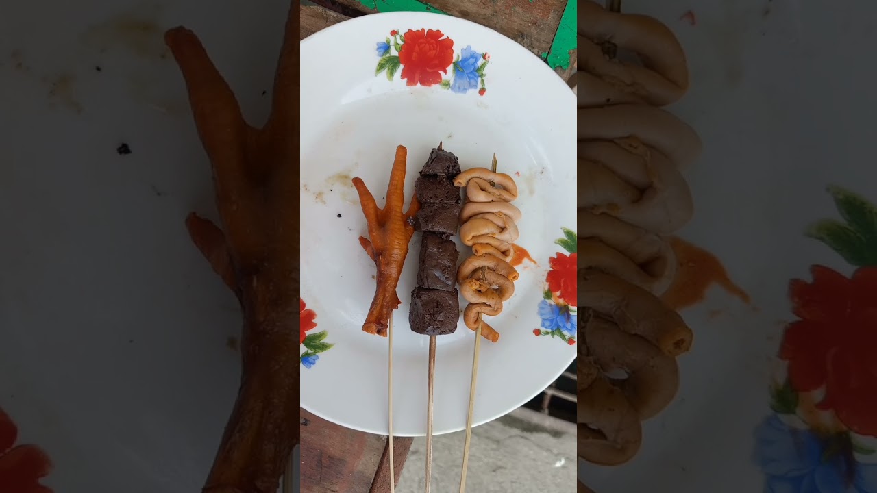 amazing street food: chicken feet , betamax, isaw chicken - YouTube