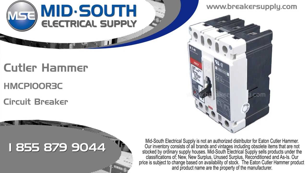 Eaton Cutler Hammer HMCP100R3C, 100 Amp, 600 Volt, 3 Pole Circuit ...