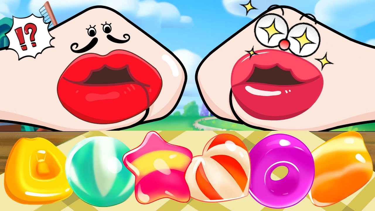 Eating delicious jelly and colorful candies with a big mouth#2d # ...