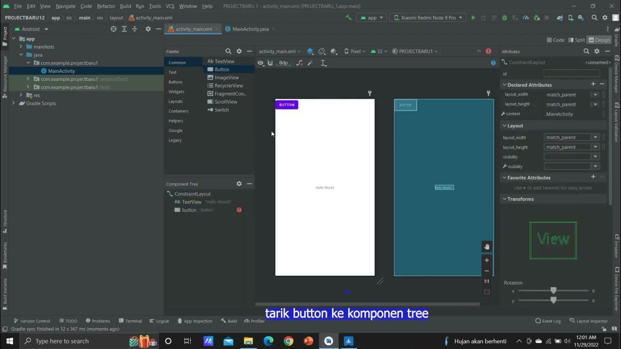 TUTORIAL Membuat Hello World Project di Android Studio | TEKNIK INFORMATIKA - YouTube