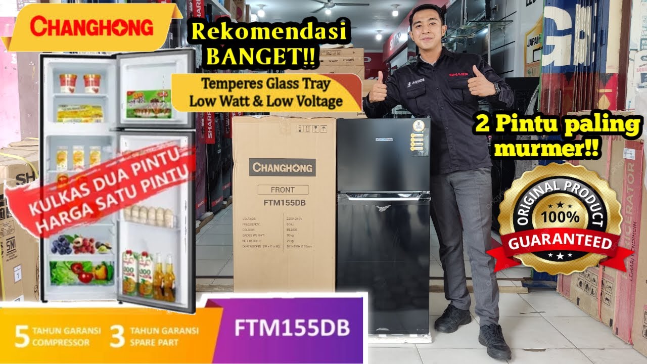 REKOMENDASI KULKAS 2 PINTU MURAH REKOMENDASI CHANGHONG FTM-155DB - YouTube