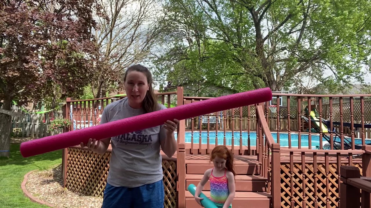 Pool noodle fencing toe tag - YouTube