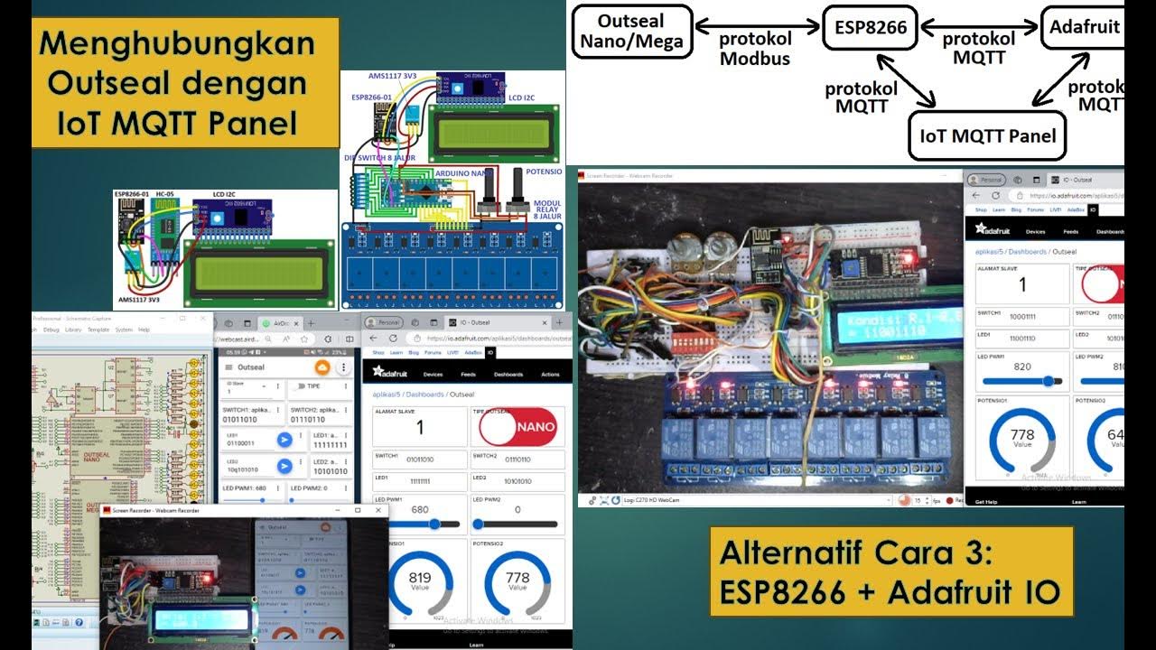 Menghubungkan Outseal dengan IoT MQTT Panel - Cara 3 (dengan ESP8266 dan Adafruit IO) - YouTube
