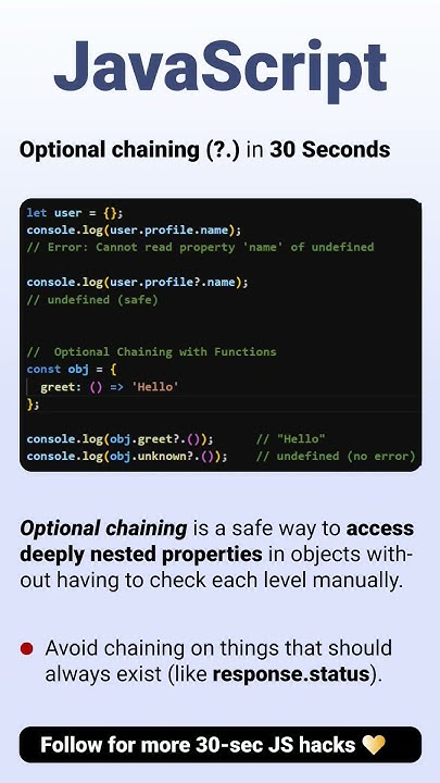 Optional Chaining In Javascript Htmlcss Code Coding Reactjs Nodejs