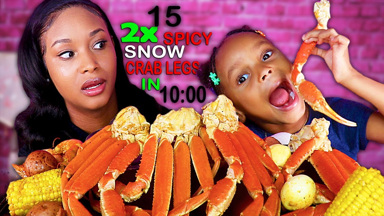 15 2X SPICY SNOW CRAB LEGS CHALLENGE IN 10 MINS (SEAFOOD BOIL MUKBANG ...