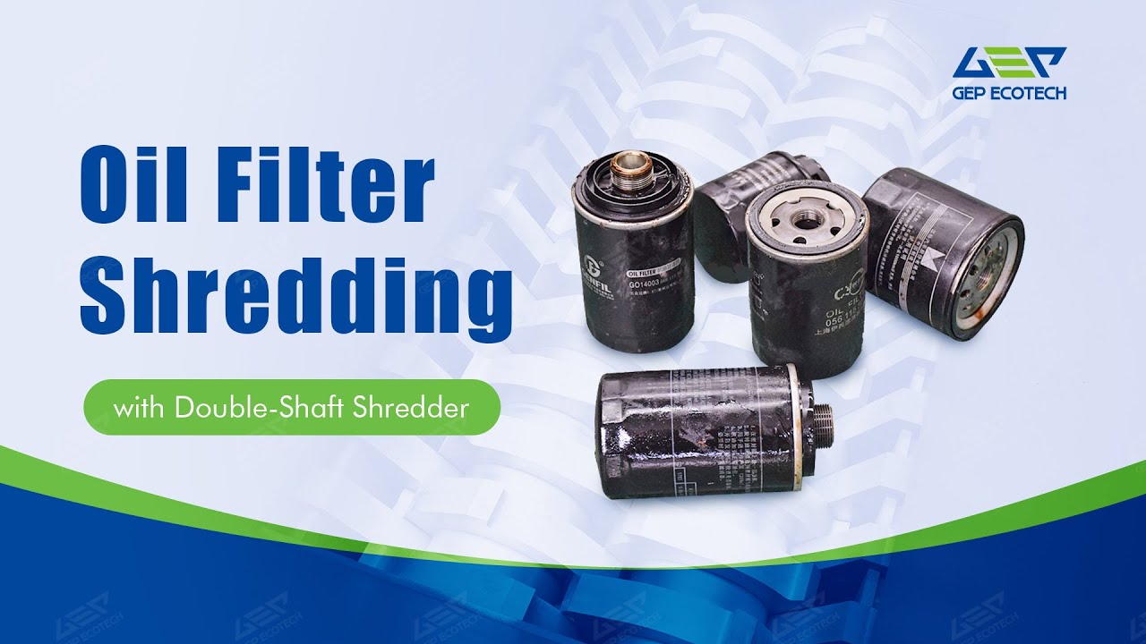 Oil Filter Two Shaft Shredding Machine - YouTube
