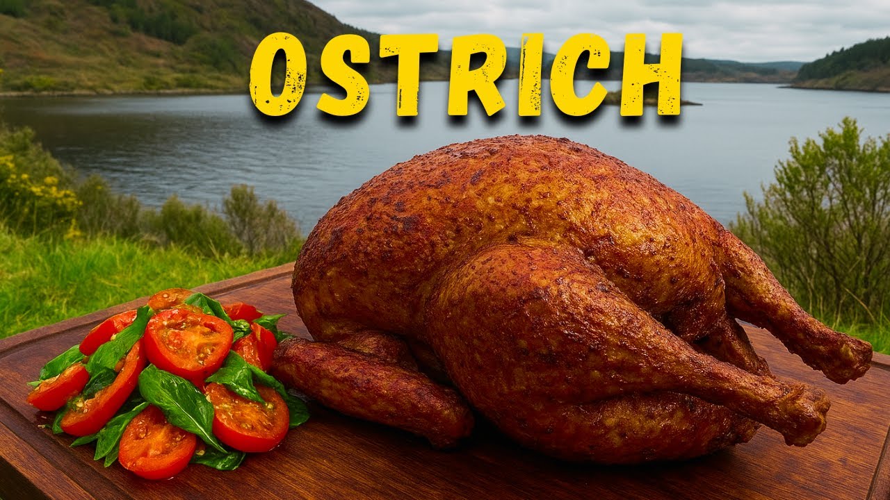 “Whole Ostrich Roasting | ASMR Outdoor Cooking | Giant Meat Feast in ...