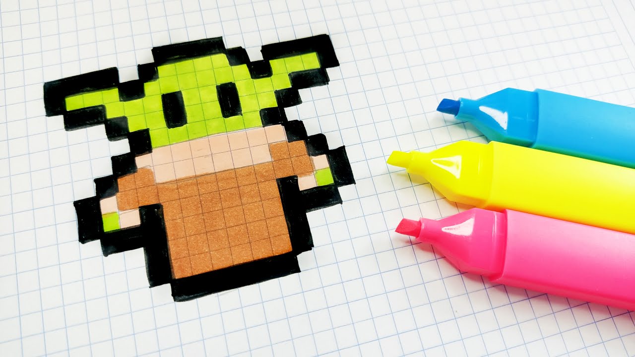 Handmade Pixel Art - How to draw Baby Yoda #pixelart - YouTube