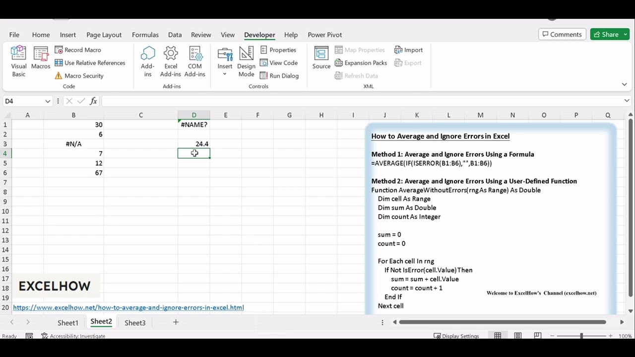 How To Average And Ignore Errors In Excel YouTube How To Average And Ignore Errors In Excel YouTube
