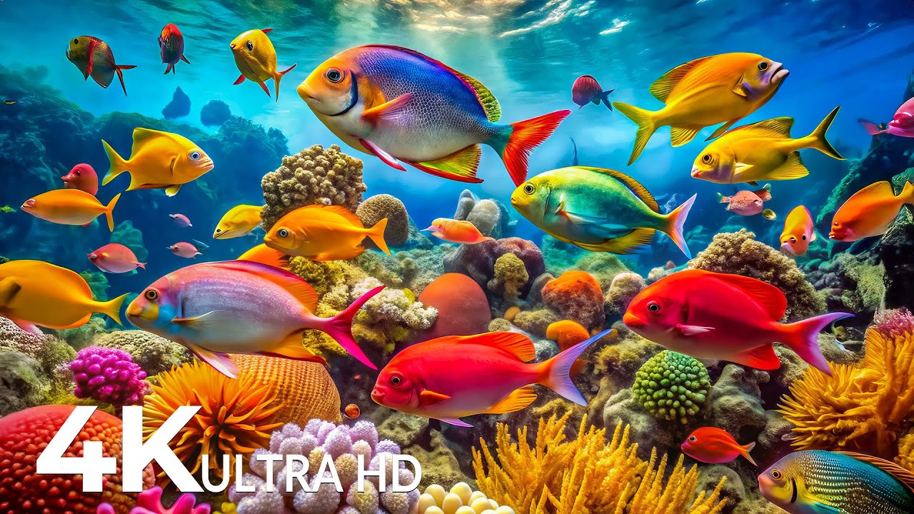 AQUARIUM 4K (ULTRA HD) - Beautiful Fish Swimming & Colorful Sea Life ...