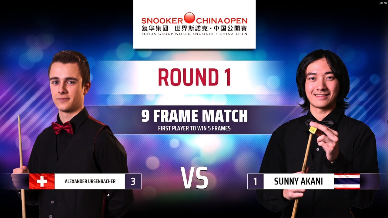Snooker China Open Round 1 Alexander Ursenbacher vs Sunny Akani Frame 5 ...