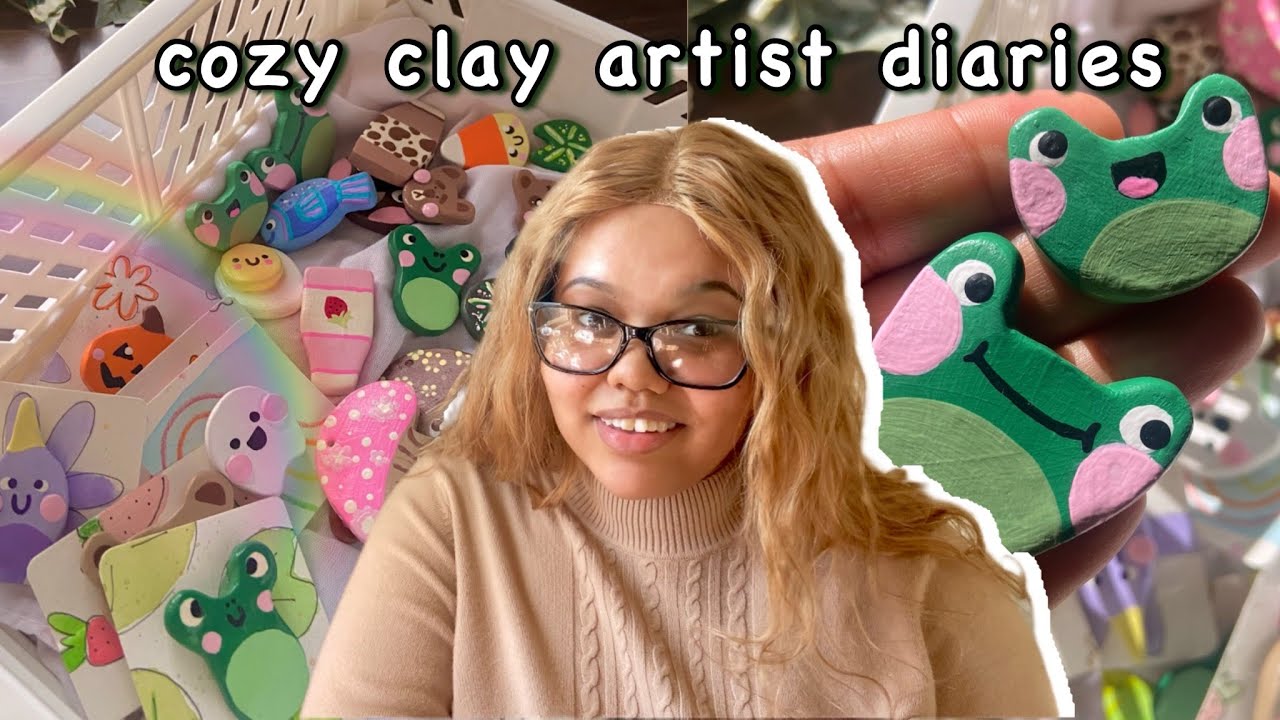 cozy clay artist vlog ♡ (sculpting, painting, new supplies haul, making ...