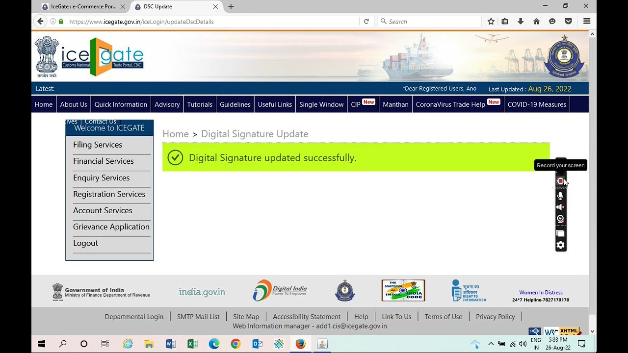 Simple way to Registred New Digital Signature DSC in ICEGATE | Digital ...