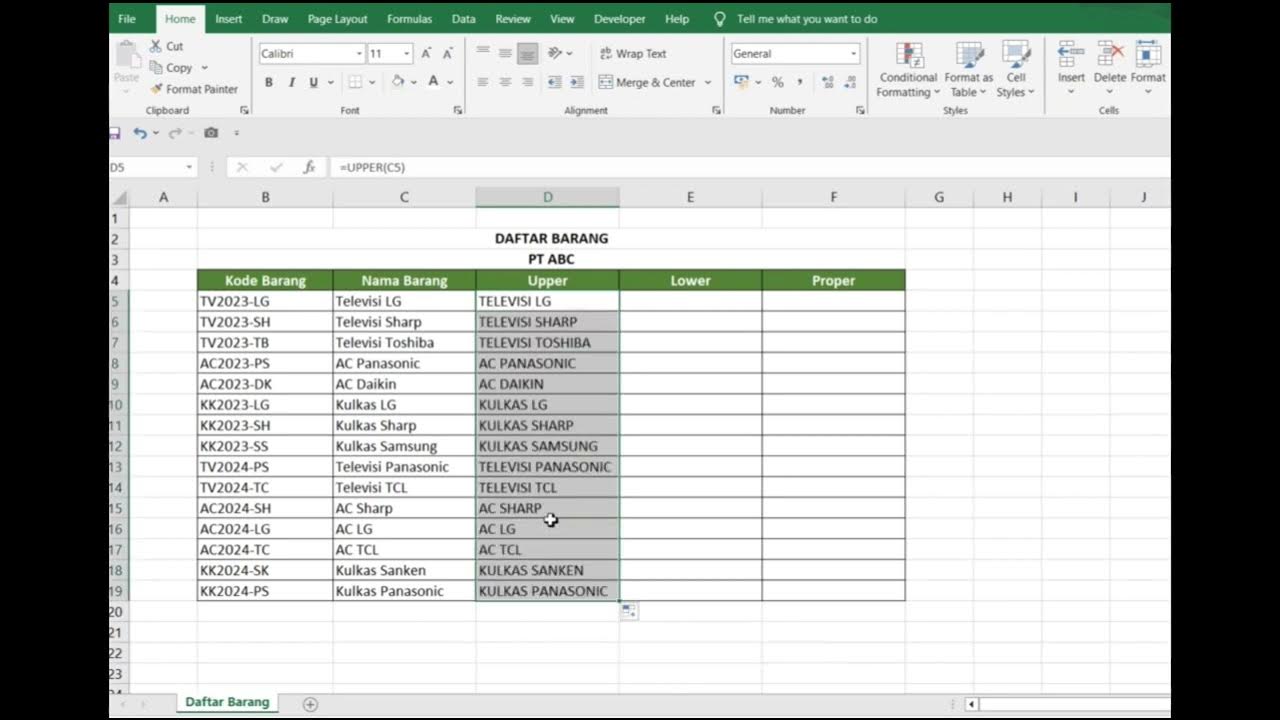 Cara menggunakan fungsi UPPER, LOWER, PROPER #excel #exceltutorial #exceltips #exceltricks - YouTube